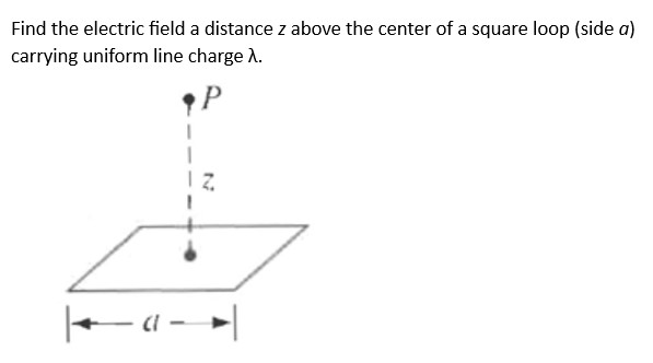 Solved Find the electric field a distance z above the center | Chegg.com