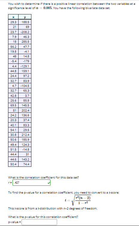 Solved You wish to determine if there is a positive linear | Chegg.com