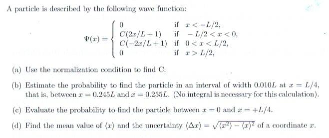 Solved A particle is described by the following wave | Chegg.com
