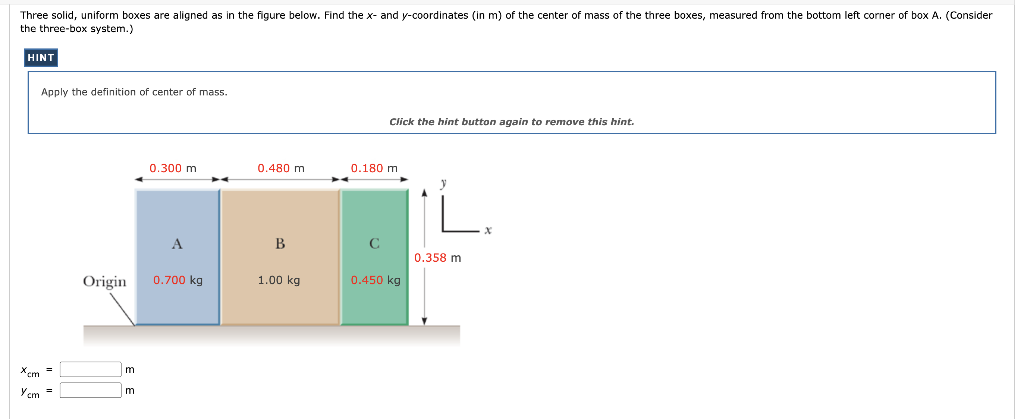 Solved Three solid, uniform boxes are aligned as in the | Chegg.com