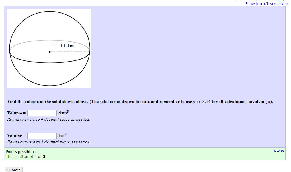 Solved Show Intro/Instructions 4.1 dam Find the volume of | Chegg.com