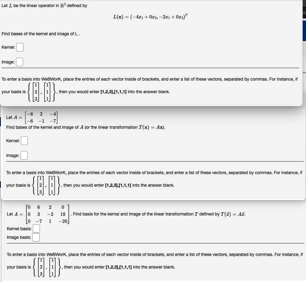 Solved Let L be the linear operator in R2 defined by L(x) = | Chegg.com
