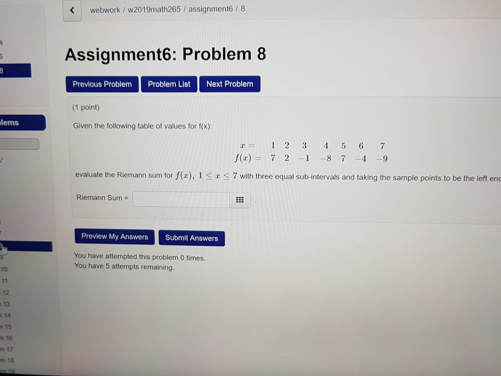 Solved webwork / w2019math265 / assignment68 Assignment6: | Chegg.com