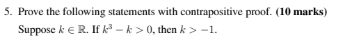 Solved 5. Prove the following statements with contrapositive | Chegg.com