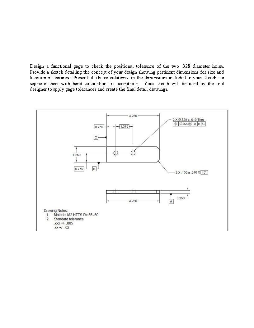 Solved Design a functional gage to check the positional | Chegg.com