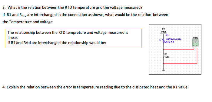 Solved 3. What is the relation between the RTD temperature | Chegg.com