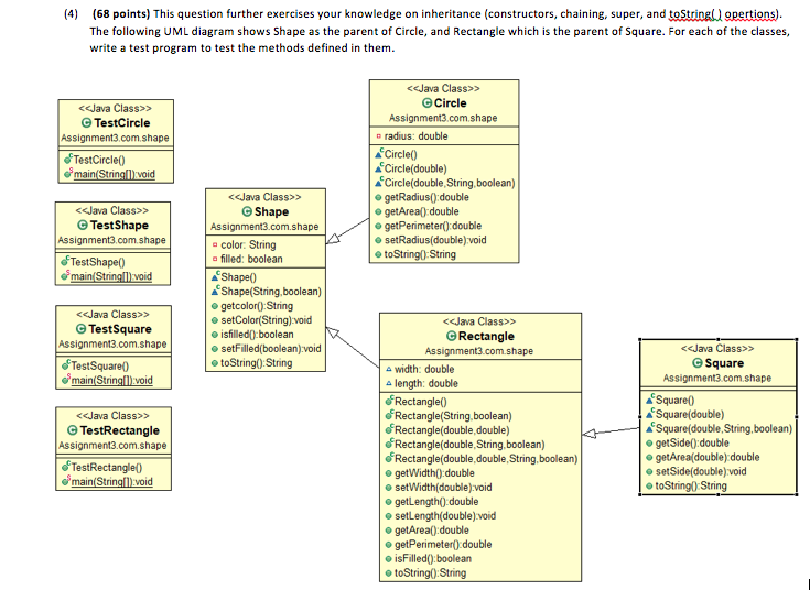 18 Points Write Parent Class Shape Shown Uml Two Instance Variable ...