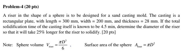 Solved Problem-4 (20 pts) A riser in the shape of a sphere | Chegg.com