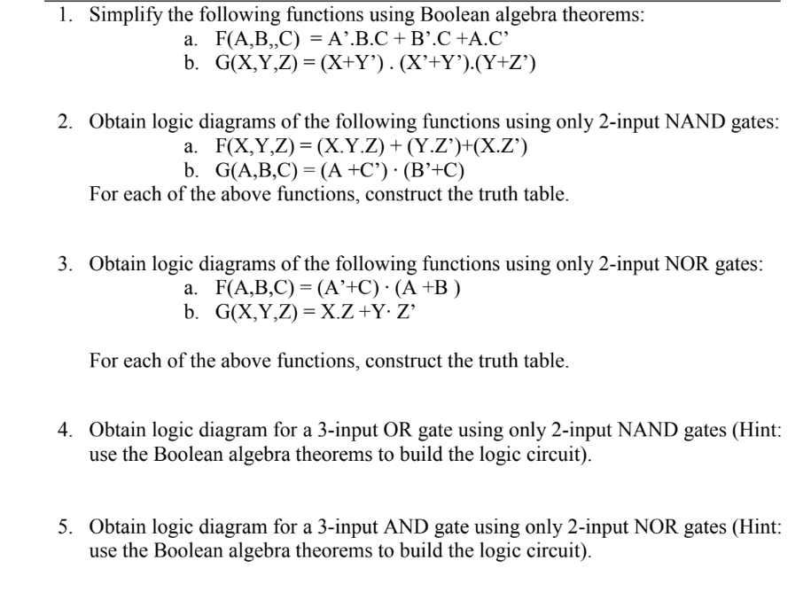 Solved 1. Simplify the following functions using Boolean | Chegg.com