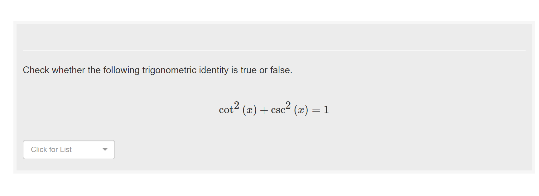 Solved Check whether the following trigonometric identity is | Chegg.com