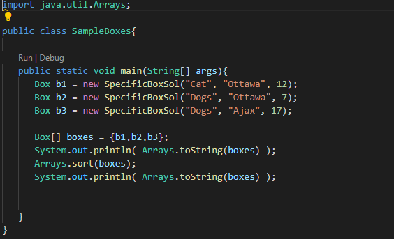 Solved public abstract class Box implements Comparable{ | Chegg.com