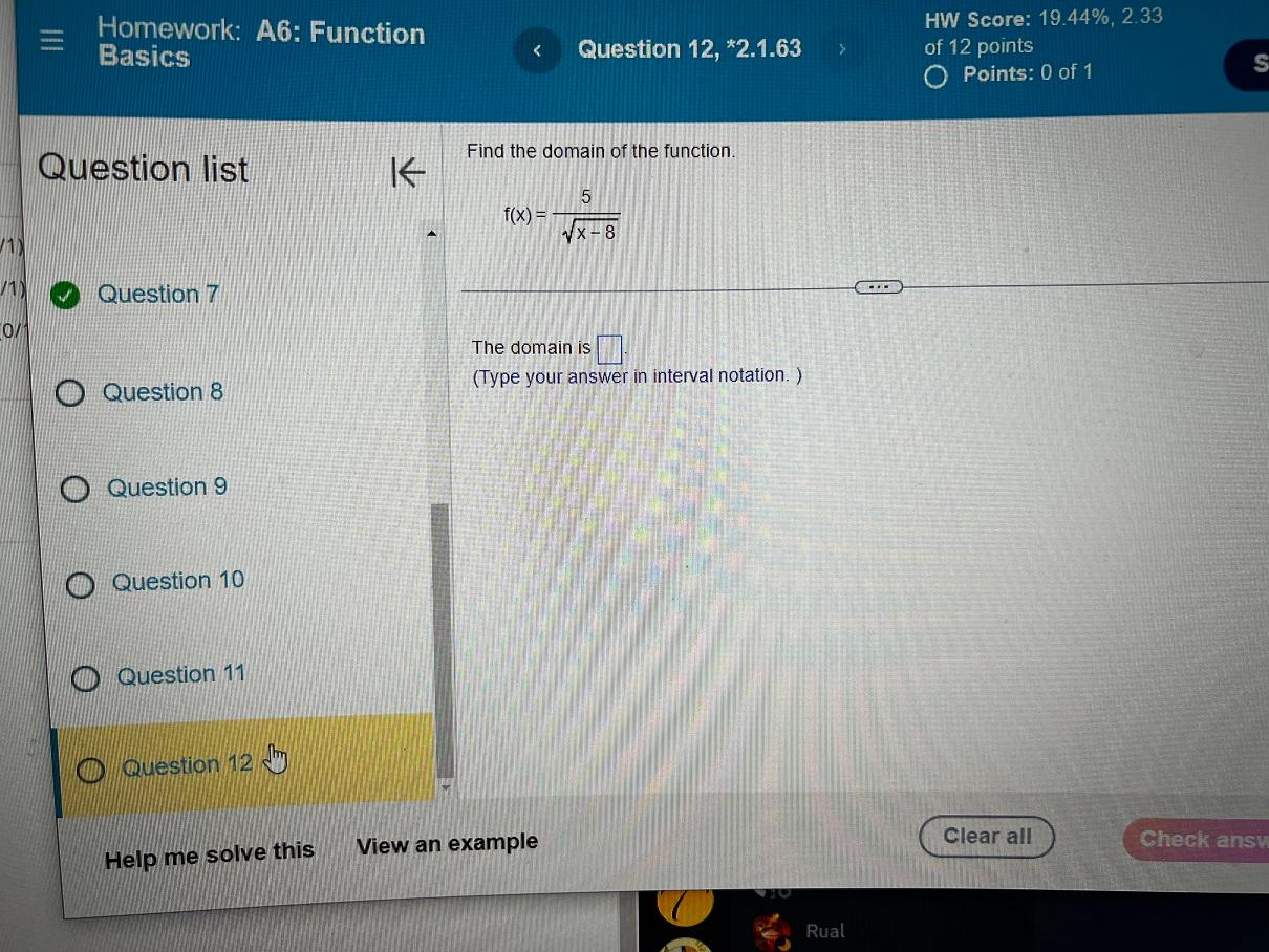 Solved Question list 1← Find the domain of the function. | Chegg.com