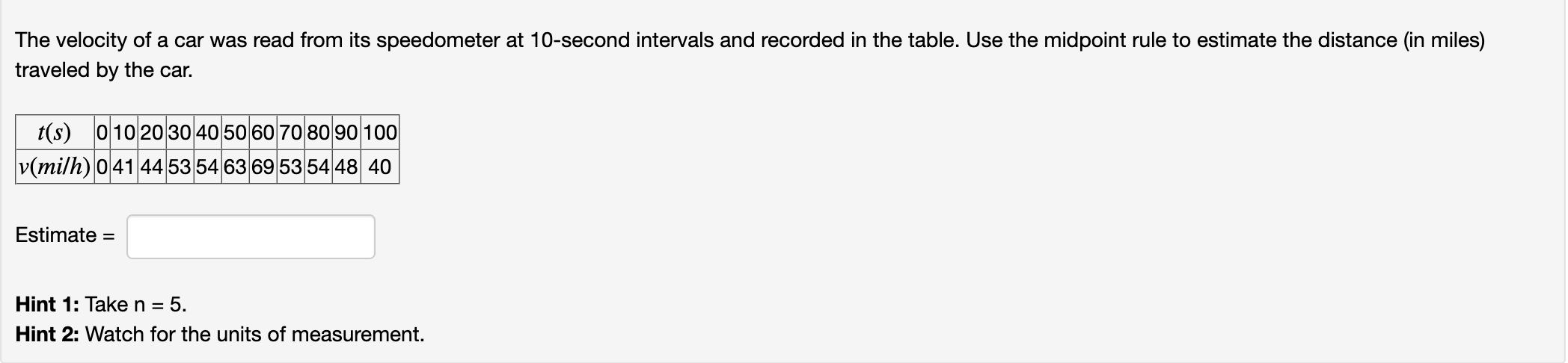 Solved The velocity of a car was read from its speedometer | Chegg.com