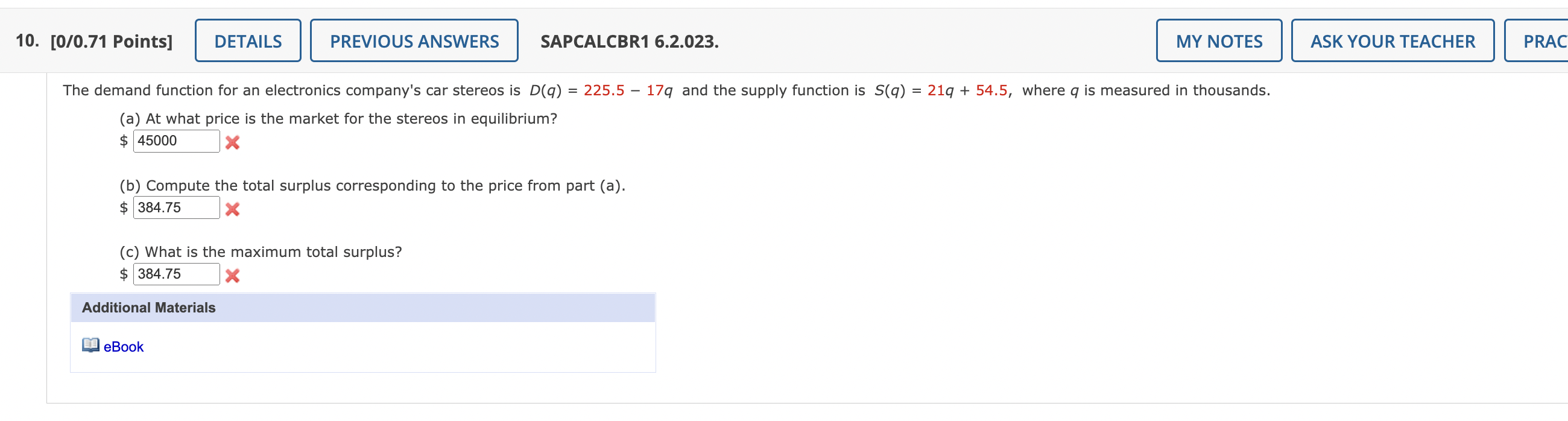 Solved The Demand Function For An Electronics Companys Car