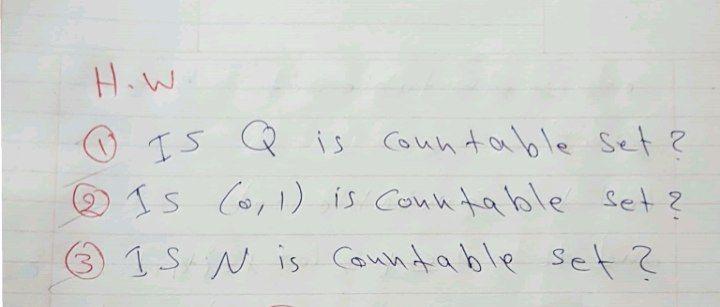 Solved H. W - IS Q is countable set? ③ Is (6, 1) is | Chegg.com