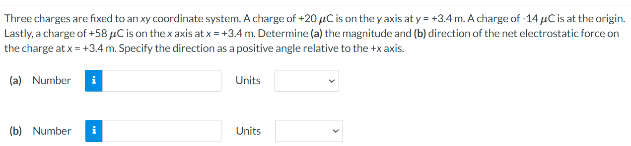 Solved Three charges are fixed to an xy ﻿coordinate system. | Chegg.com