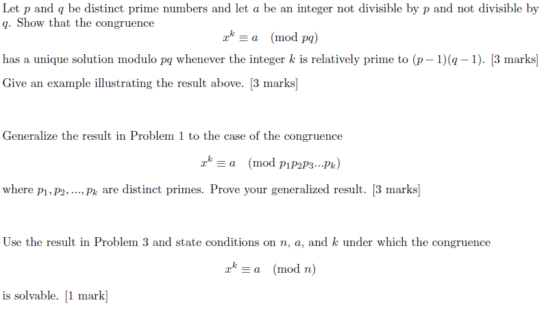 Solved Let p and q be distinct prime numbers and let a be an | Chegg.com