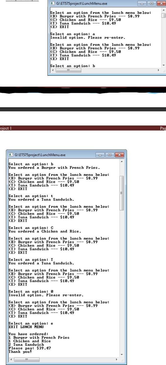 Solved 2. Write a lunch order program which allows to select | Chegg.com