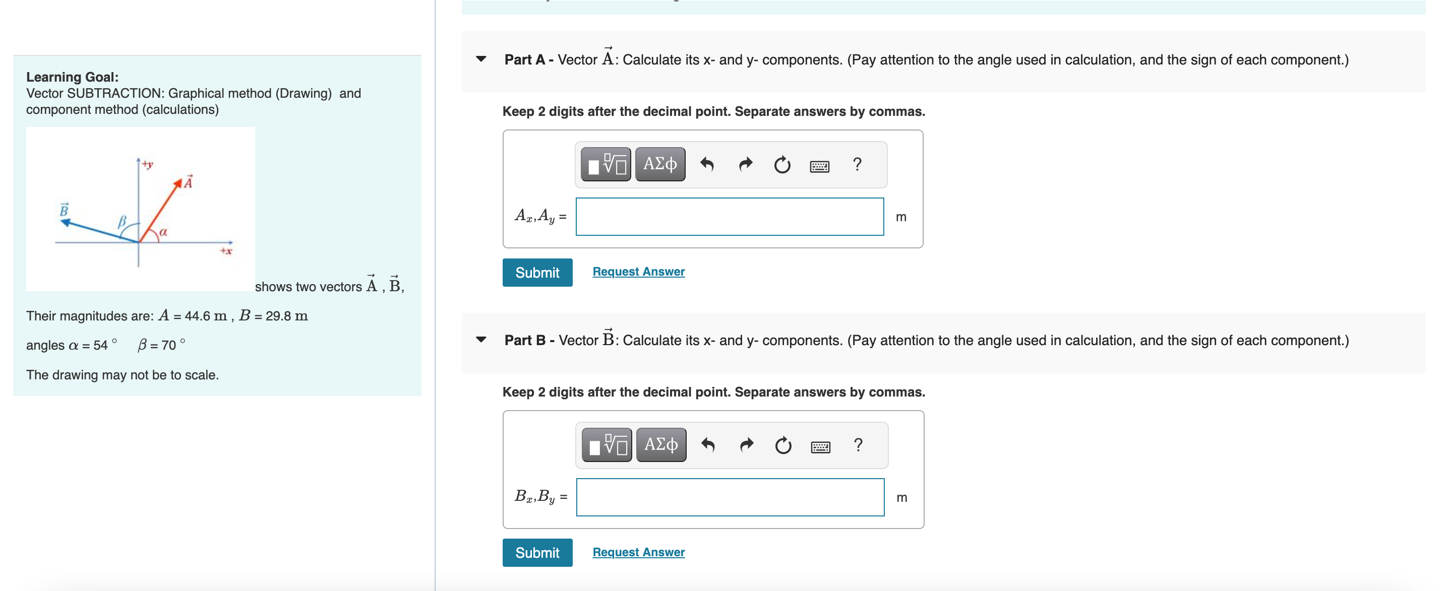 Solved Learning Goal: Vector SUBTRACTION: Graphical method | Chegg.com