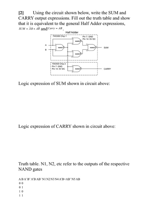 Solved [2] Using the circuit shown below, write the SUM and | Chegg.com