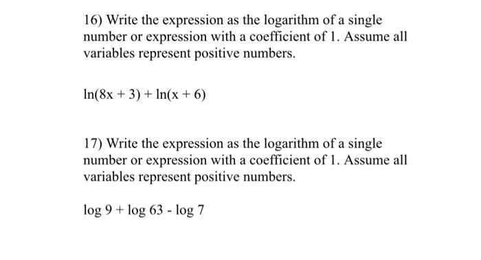 Solved 16) Write the expression as the logarithm of a single | Chegg.com