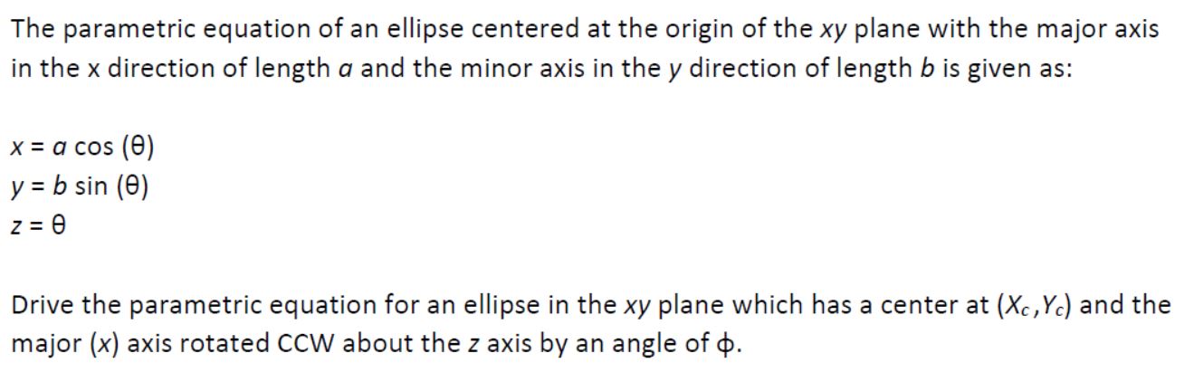 Solved The parametric equation of an ellipse centered at the | Chegg.com