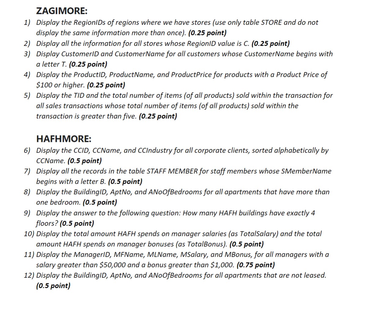 Solved ZAGIMORE: 1) Display the RegionIDs of regions where | Chegg.com