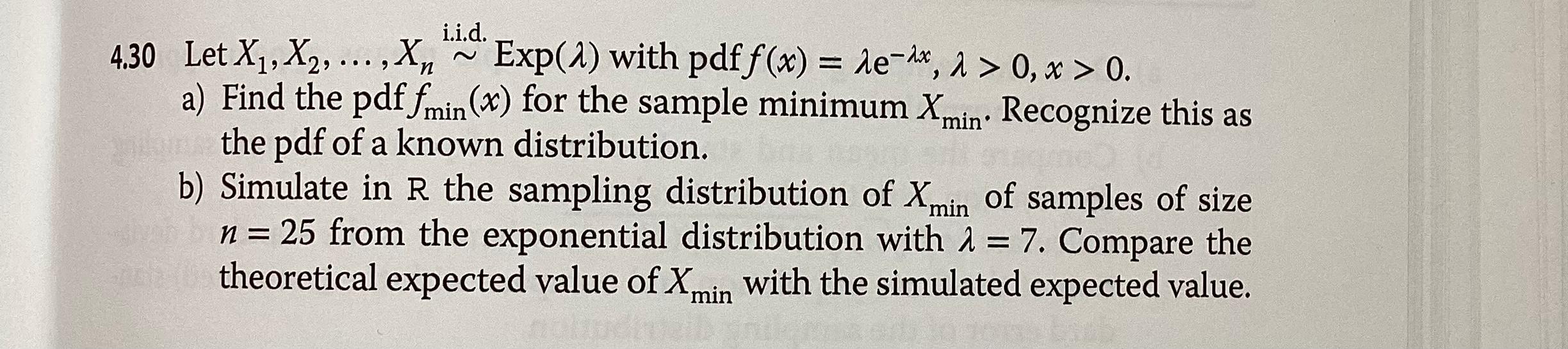 Solved 4.30 Let X1,X2,…,Xn∼ i.i.d. Exp(λ) with | Chegg.com