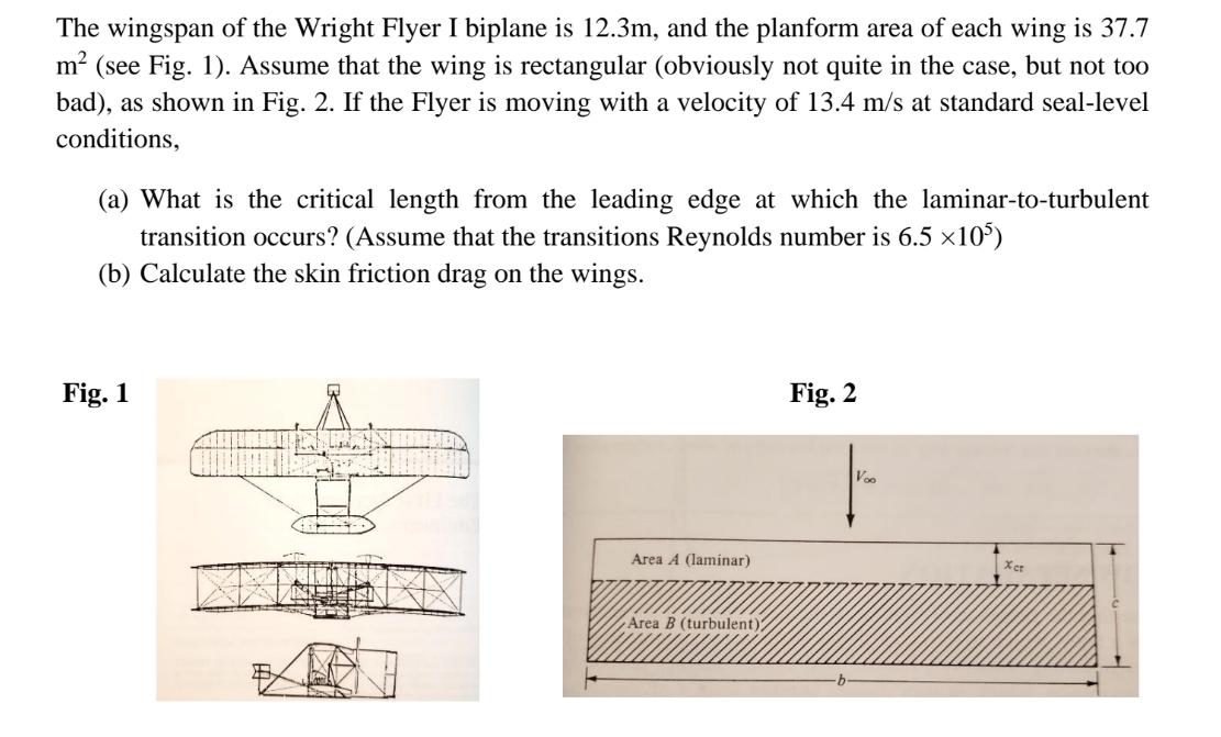 Solved The wingspan of the Wright Flyer I biplane is 12.3m, | Chegg.com