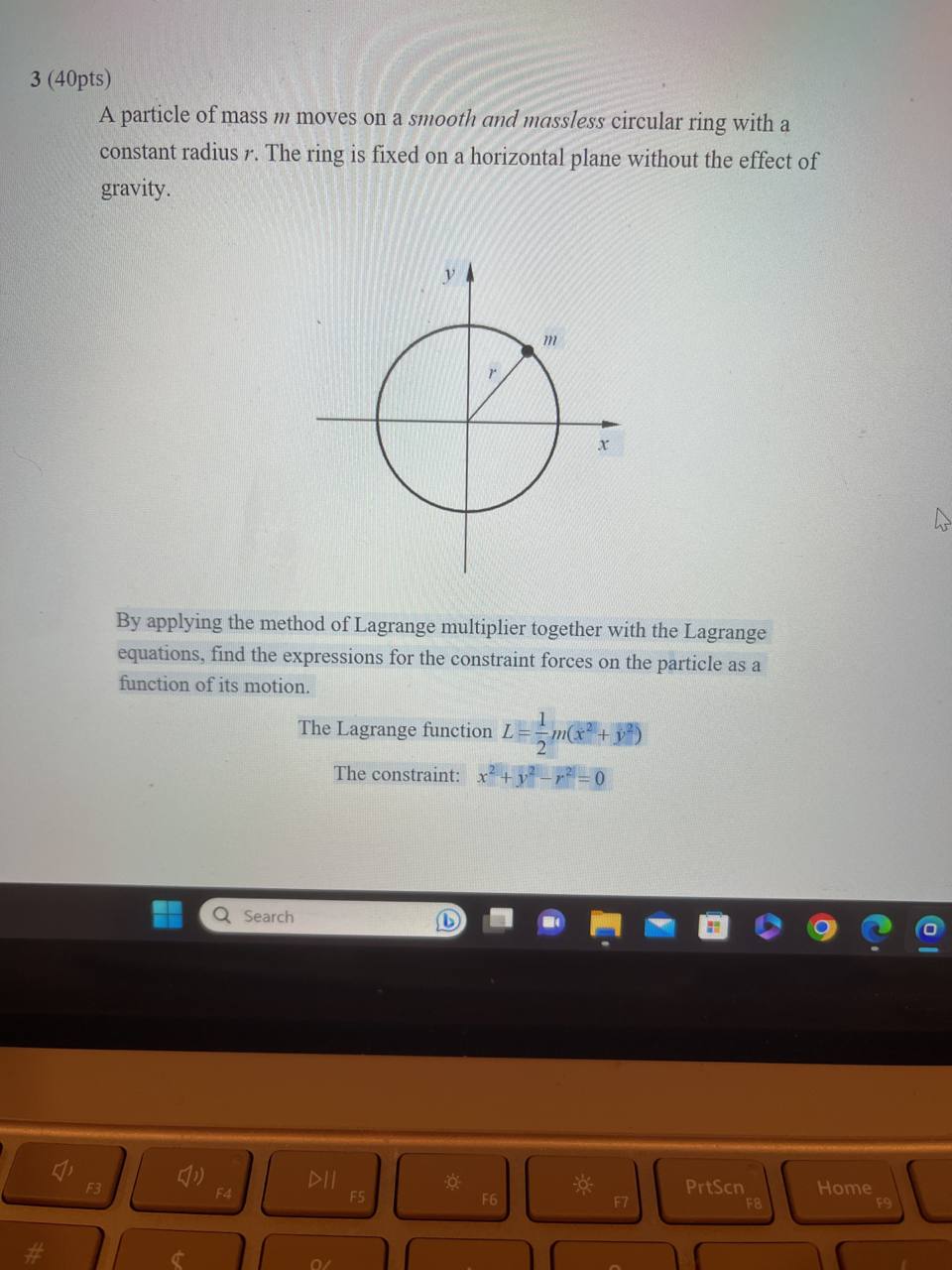 Solved 3 (40pts) A particle of mass m moves on a smooth and | Chegg.com