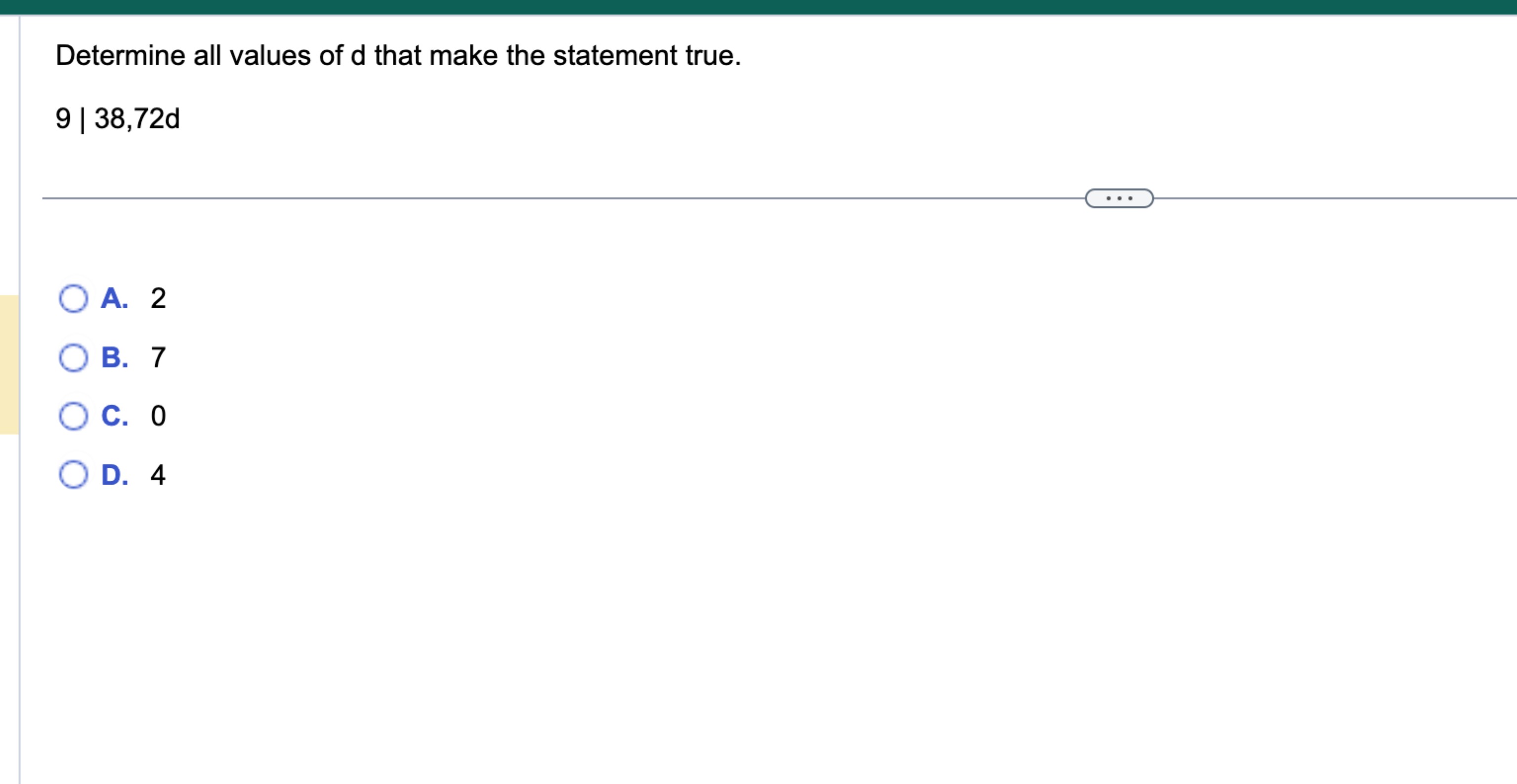 Solved Determine all values of d ﻿that make the statement | Chegg.com