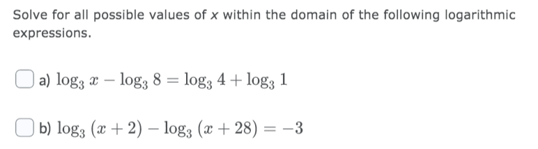 Solved Solve for all possible values of x within the domain | Chegg.com