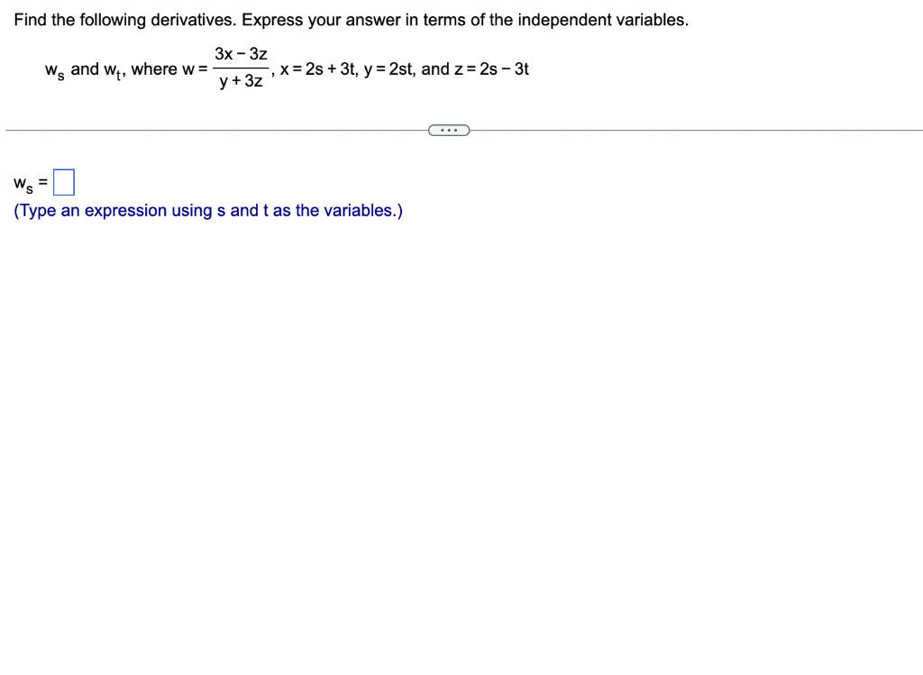 Solved Find the following derivatives. Express your answer | Chegg.com