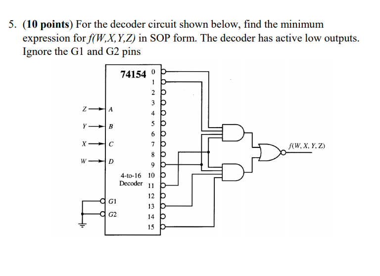 Solved 5. (10 points) For the decoder circuit shown below, | Chegg.com