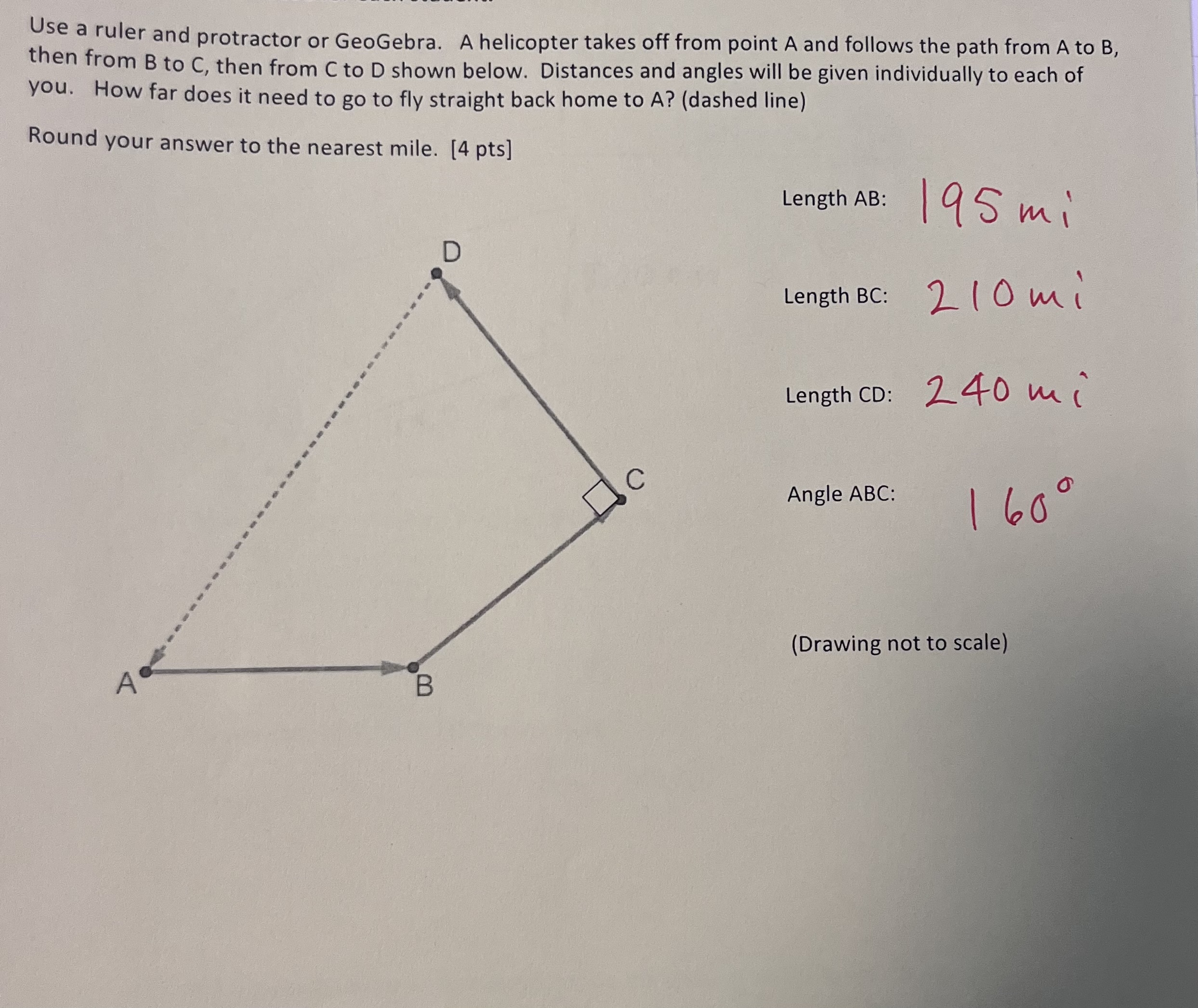 Solved Use a ruler and protractor or GeoGebra. A helicopter | Chegg.com