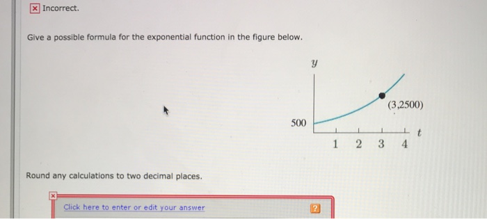 Solved Incorrect Give a possible formula for the exponential | Chegg.com