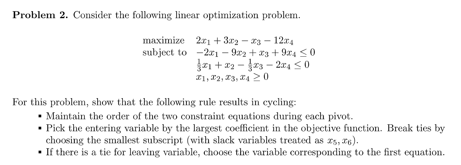 Solved Problem 3. Solve the linear optimization problem in | Chegg.com