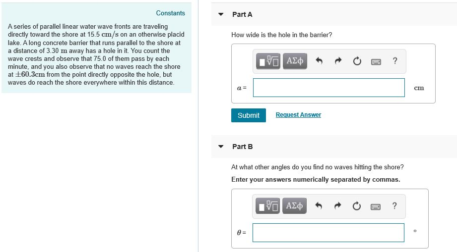 Solved Constants PartA A series of parallel linear water | Chegg.com