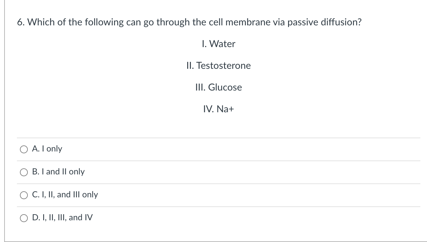 Solved 6. Which of the following can go through the cell | Chegg.com