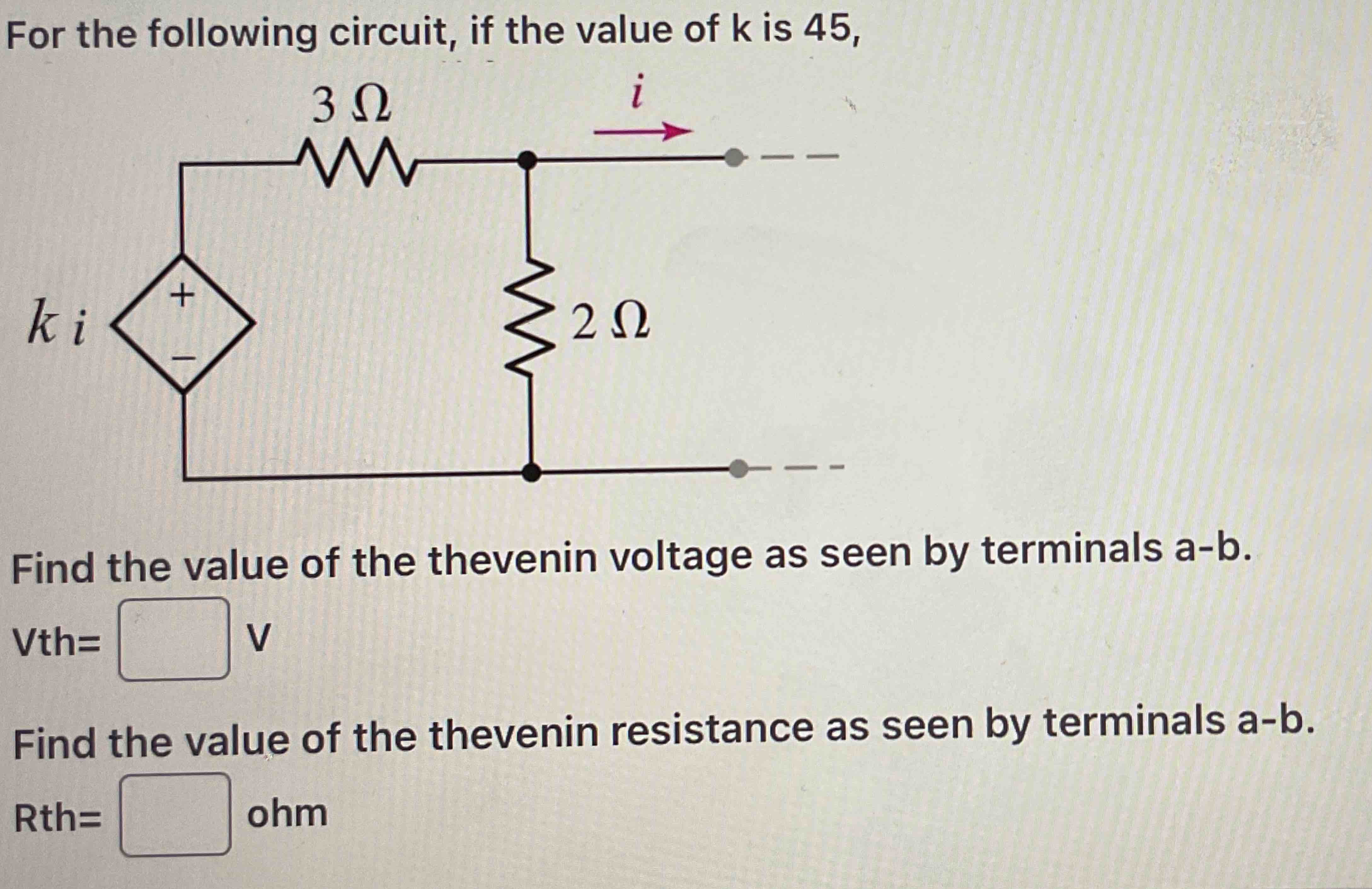 Solved For the following circuit, if the value of \( ﻿k \) | Chegg.com