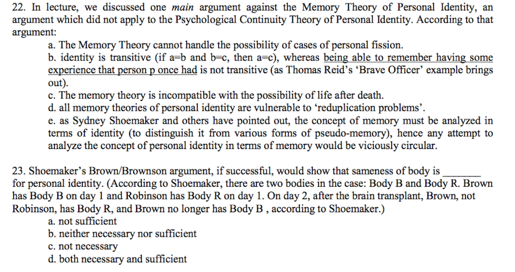 Solved 22. In lecture, we discussed one main argument | Chegg.com