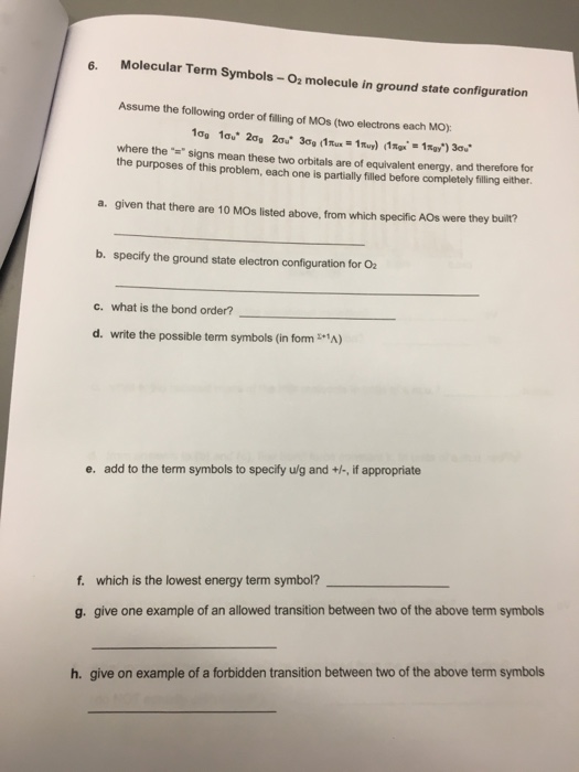 Solved Molecular Term Symbols- O2 molecule in ground state | Chegg.com