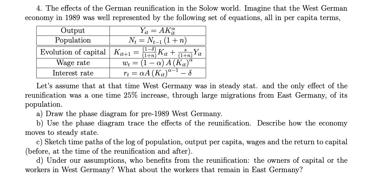 4. The effects of the German reunification in the | Chegg.com