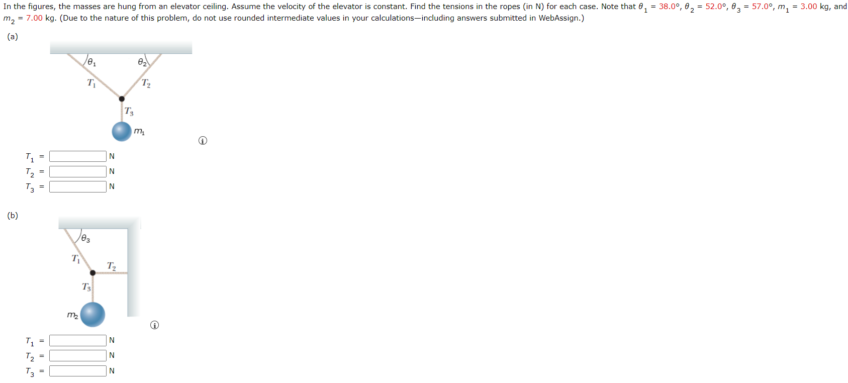 Solved In the figures, the masses are hung from an elevator | Chegg.com