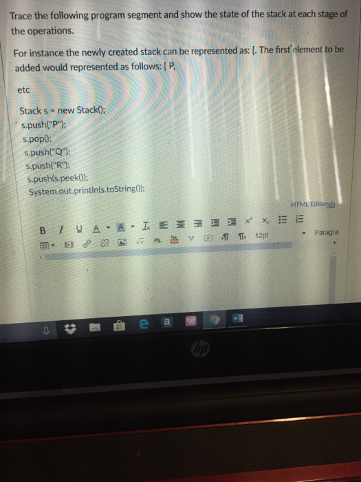 Solved Trace the following program segment and show the | Chegg.com