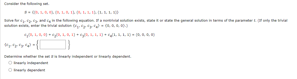 Solved Consider the following set. | Chegg.com