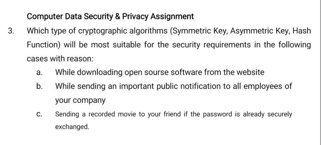 3. . Computer Data Security & Privacy Assignment | Chegg.com