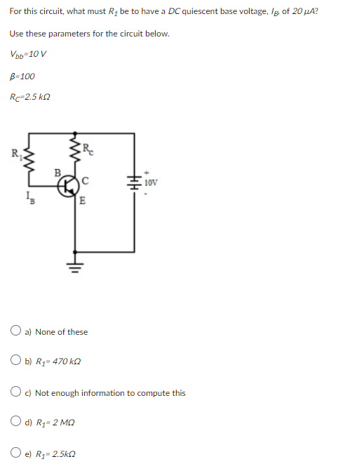 Solved For this circuit, what must R1 be to have a DC | Chegg.com