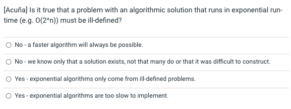 Solved [Acuña] Is it true that a problem with an algorithmic | Chegg.com