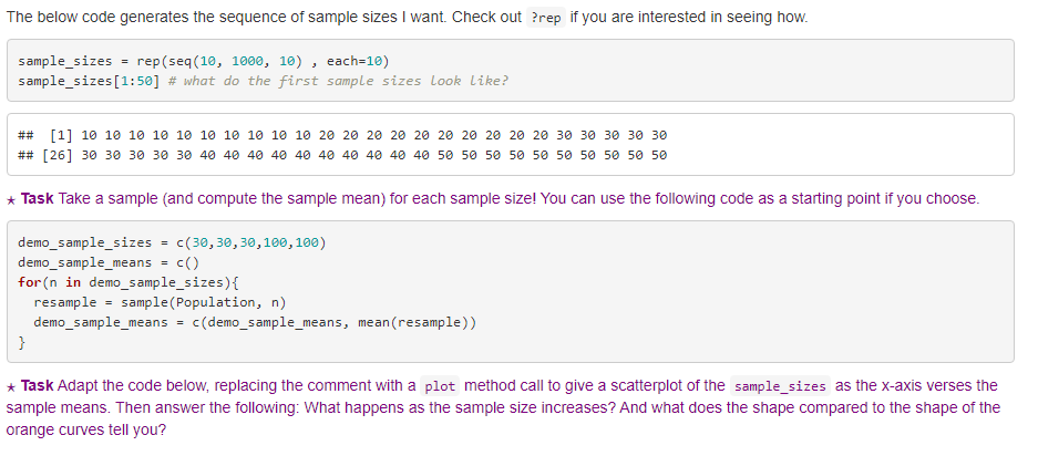 Solved Need help with the Rcode to calculate the sample mean | Chegg.com